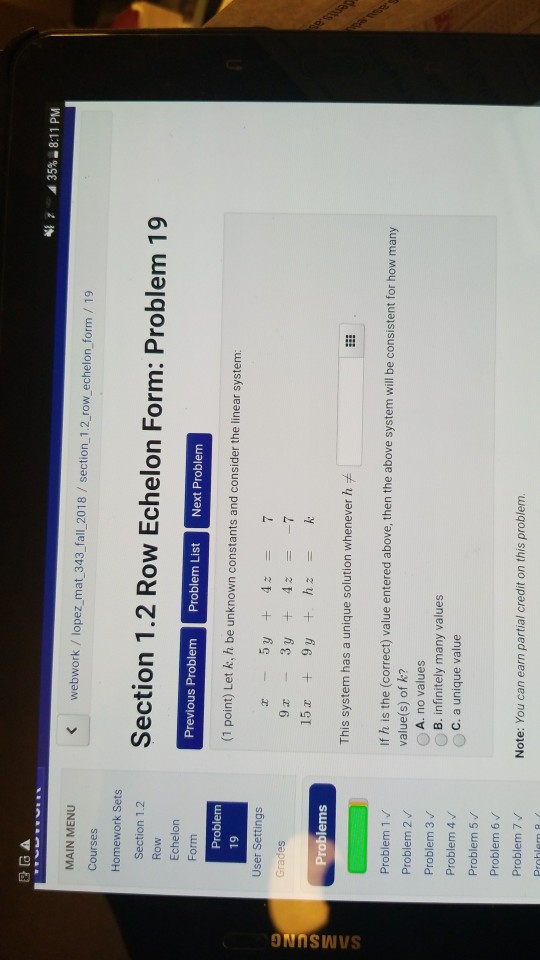 Solved 41 z 35%. 8:11 PM K webwork/ lopez mat 343 fall 2018 | Chegg.com