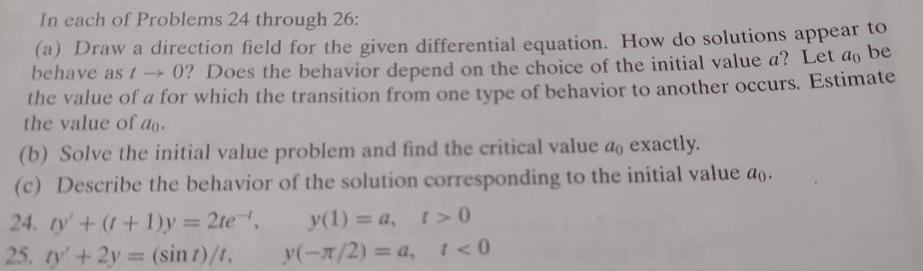 Solved Problem 25 For Part a) use Dfield to plot the | Chegg.com