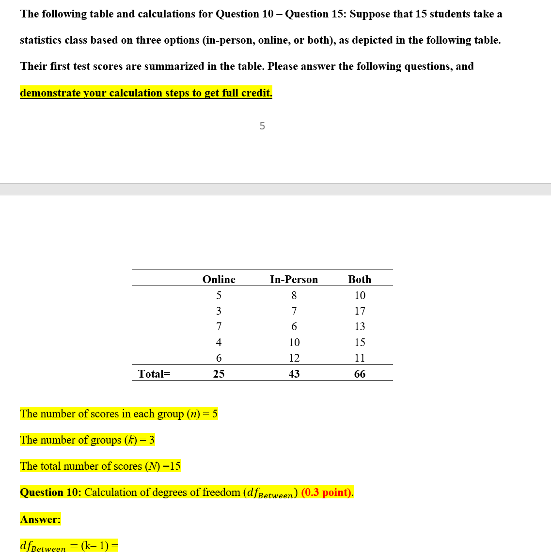 Solved The following table and calculations for Question 10 | Chegg.com