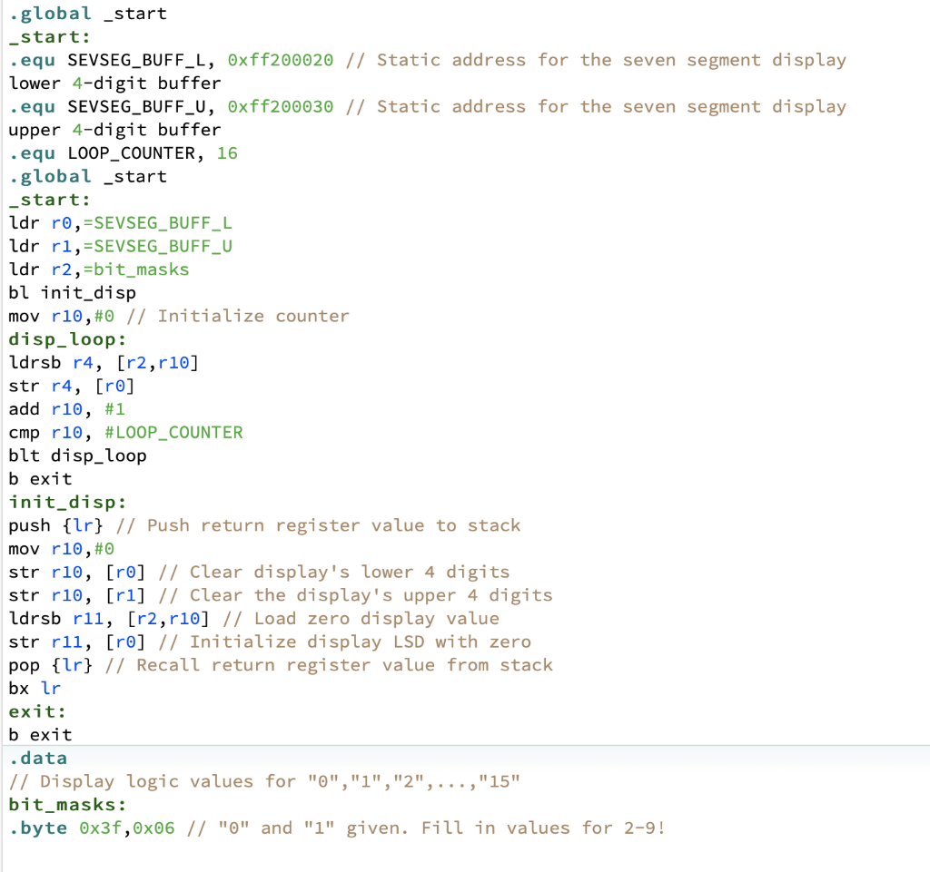 Solved In Arm Assembly Language Initialize The Display To 