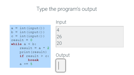 Solved Type The Programs Output Input 4 26 20 A 