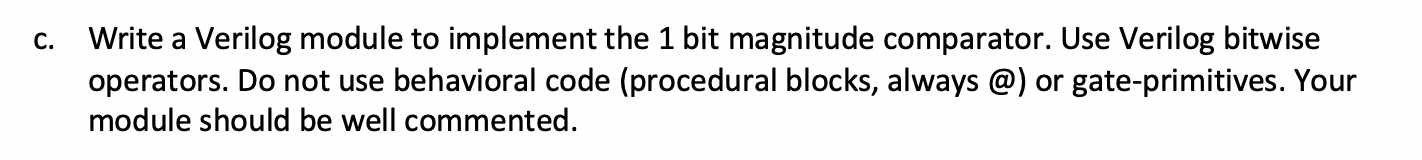 Solved C. Write a Verilog module to implement the 1 bit | Chegg.com