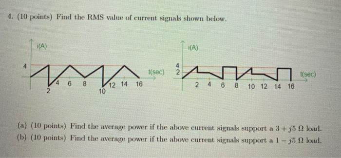 Solved 4. (10 points) Find the RMS value of current signals | Chegg.com