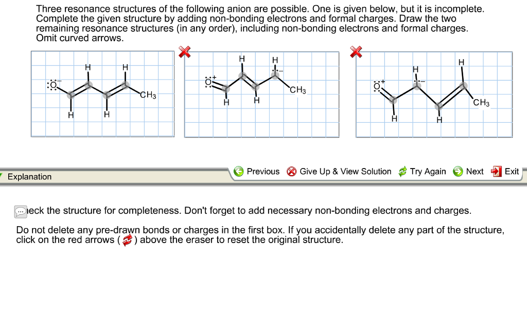 Solved Three resonance structures of the following anion are | Chegg.com