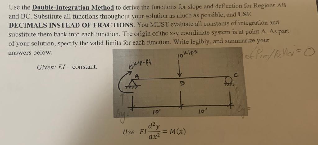 Solved Use the Double-Integration Method to derive the | Chegg.com