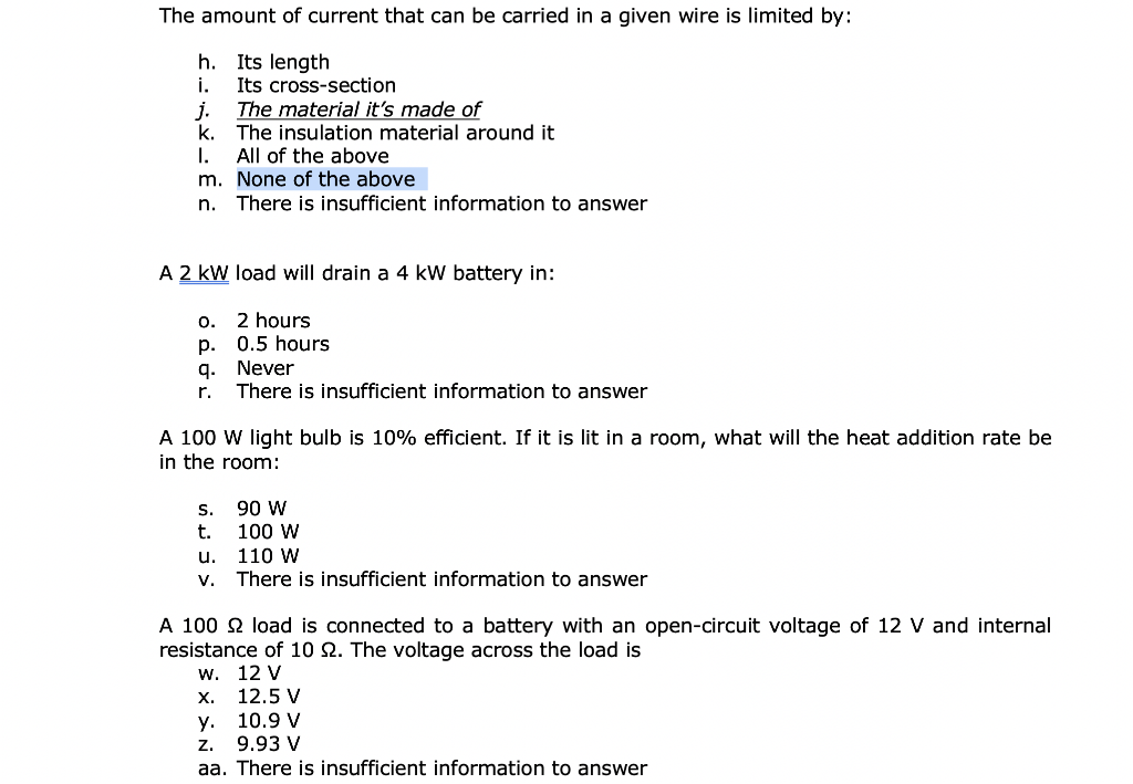 Solved The amount of current that can be carried in a given | Chegg.com