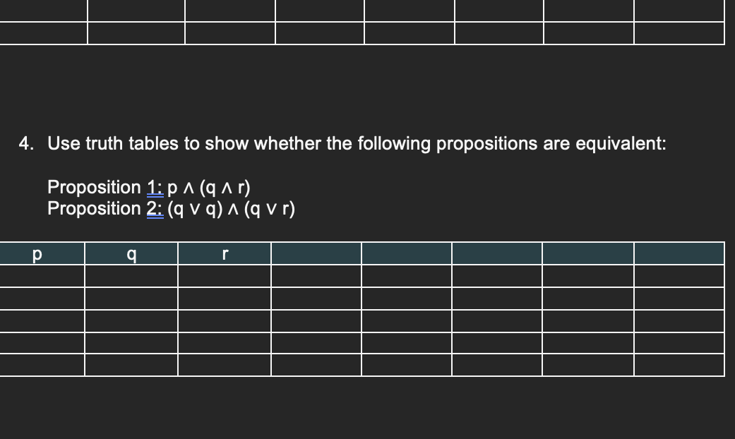 Solved 4. Use truth tables to show whether the following | Chegg.com