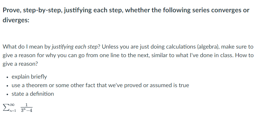 Solved Justify each step by explaining whether the series | Chegg.com