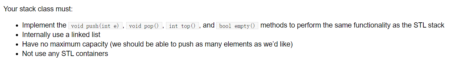 Solved void push(int e) : This adds the passed element to | Chegg.com