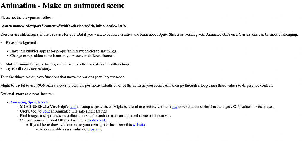 Solved Animation - Make an animated scene Please set the | Chegg.com