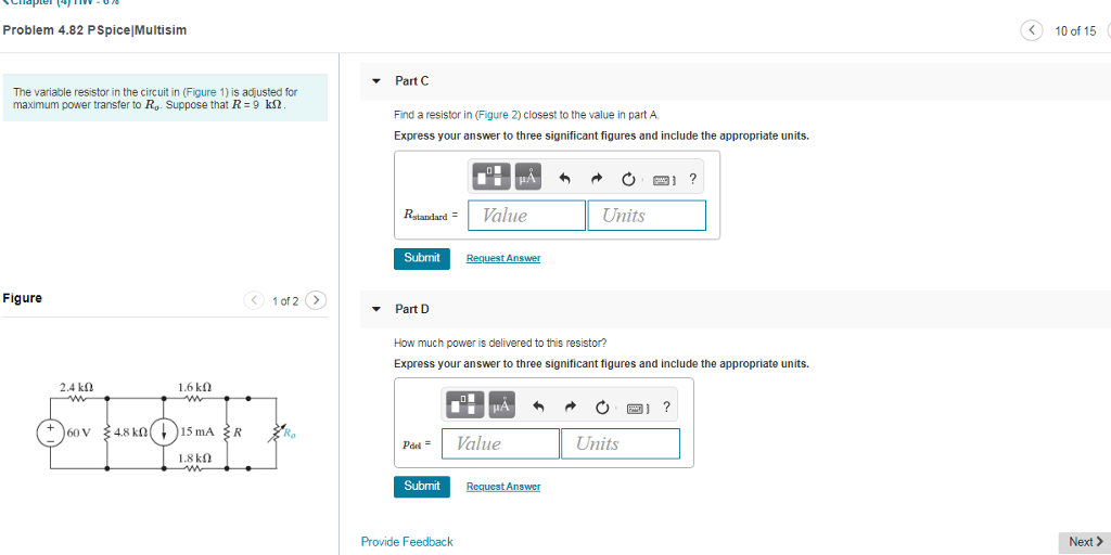 Solved Problem 4.82 PSpice|Multisim 10 of 15 PartC The | Chegg.com