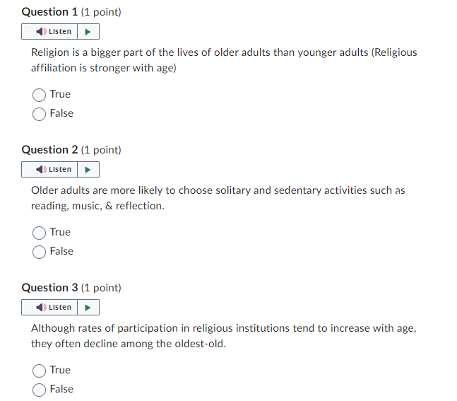 Solved Religion is a bigger part of the lives of older | Chegg.com