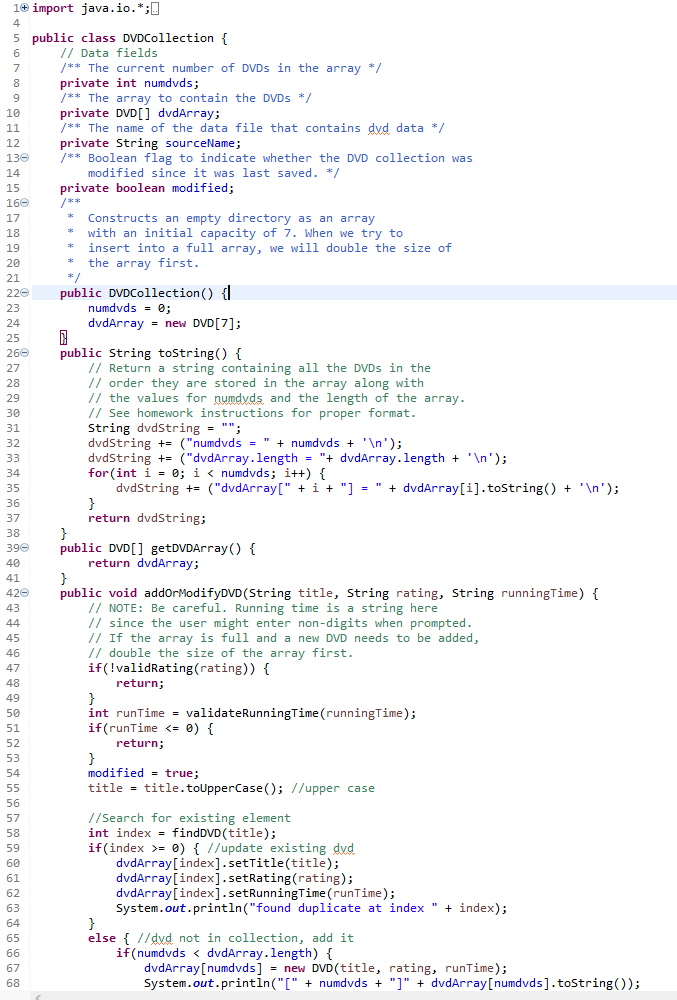 Create a Junit test suite for the DVD Collection | Chegg.com