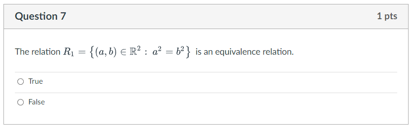 Solved The relation R1={(a,b)∈R2:a2=b2} is an equivalence | Chegg.com
