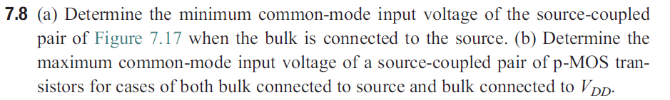 7.8 (a) Determine the minimum common-mode input | Chegg.com