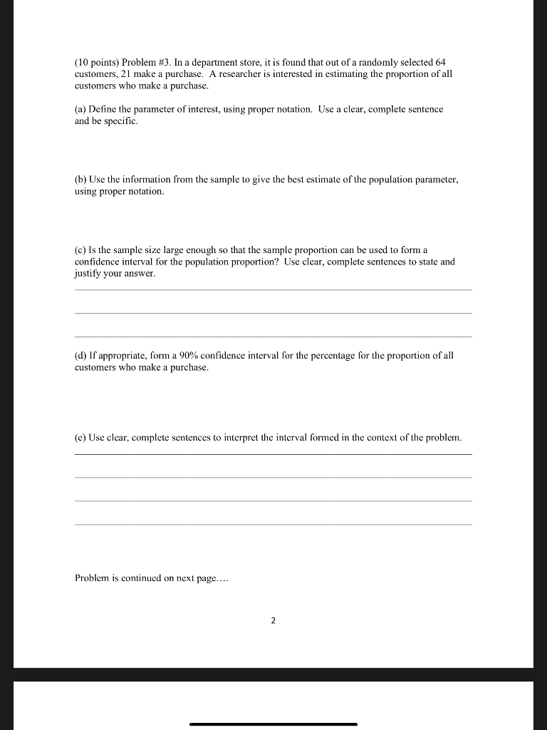 Solved 10 Points Problem 3 In A Department Store It Is 