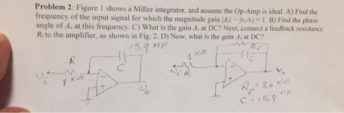 Solved Problem 2: Figure I shows a Miller integrator, and | Chegg.com