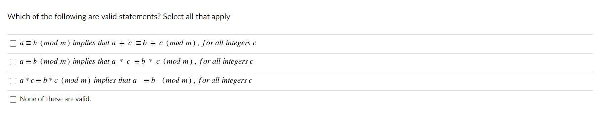 Solved Which of the following are valid statements? Select | Chegg.com
