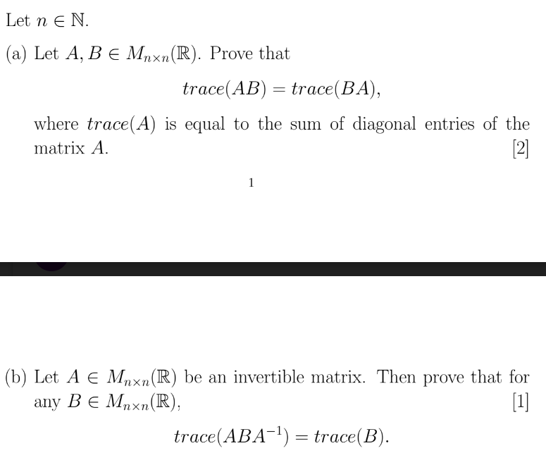 Solved Let n € N. (a) Let A, B = Mnxn (R). Prove that | Chegg.com Solved Let n € N. (a) Let A, B = Mnxn (R). Prove that | Chegg.com