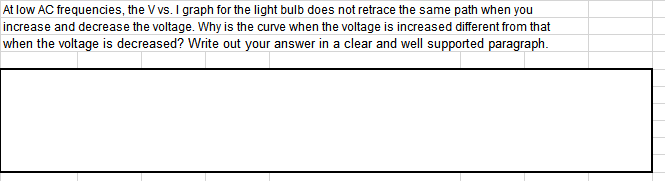 Solved At low AC frequencies, the V vs. I graph for the | Chegg.com