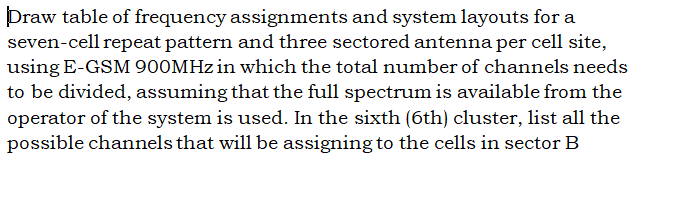 Draw table of frequency assignments and system | Chegg.com