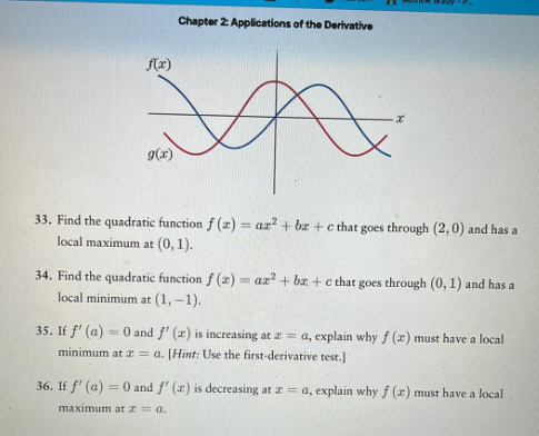 Solved Chapter 2:Applications of the Derivative 33. Find the | Chegg.com