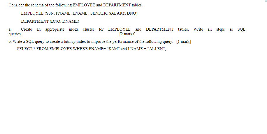 Consider the schema of the following EMPLOYEE and | Chegg.com