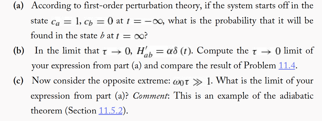 Solved Problem 11.8 Consider a perturbation to a two-level | Chegg.com