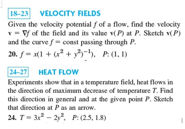 Solved 18-23 VELOCITY FIELDS Given the velocity potential f | Chegg.com