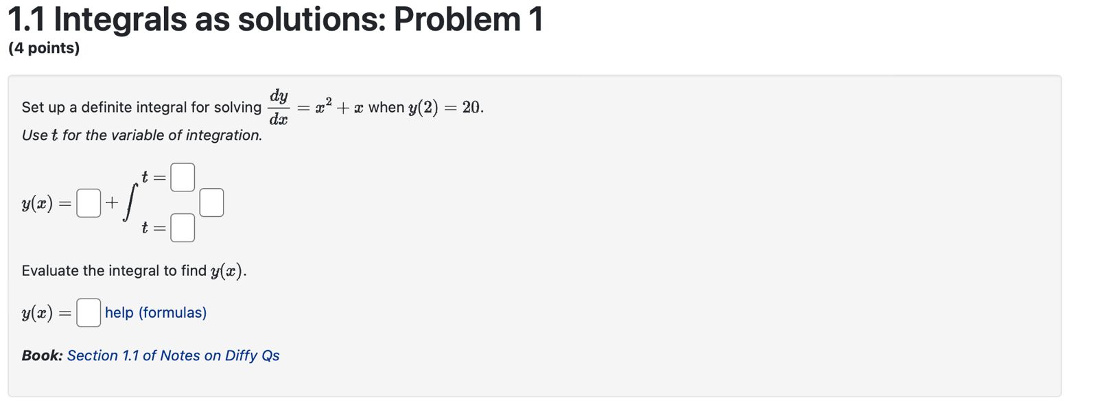 Solved (4 ﻿points)Set up a definite integral for solving | Chegg.com