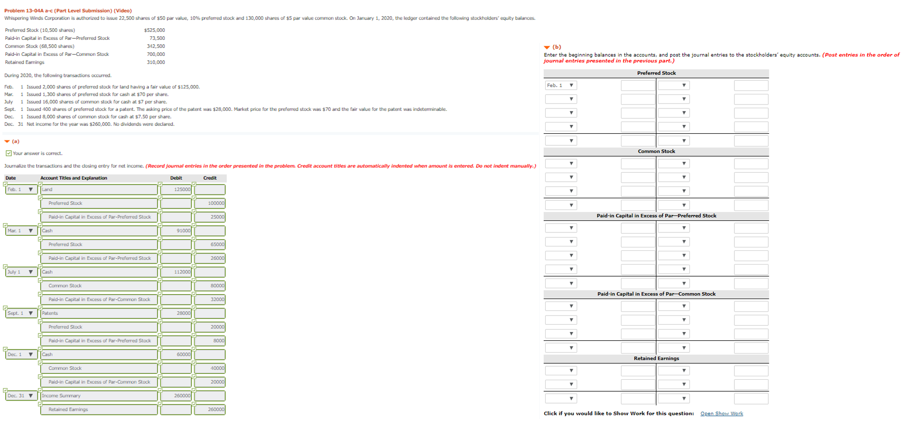 Solved Problem 13-04A a-c (Part Level Submission) (Video) | Chegg.com