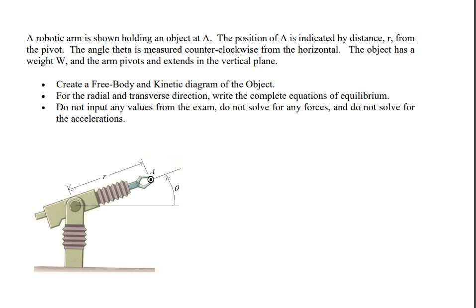 Solved A robotic arm is shown holding an object at A. The | Chegg.com