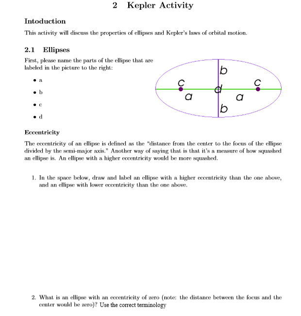 Solved 2 Kepler Activity Intoduction This activity will | Chegg.com