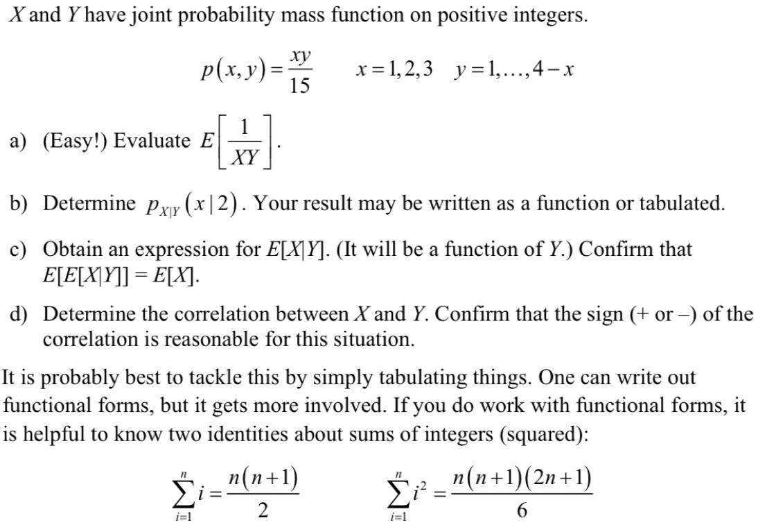 Solved X and Y have joint probability mass function on | Chegg.com