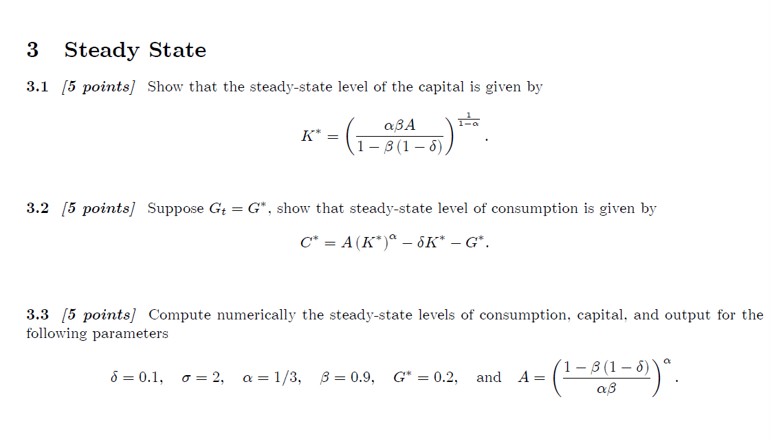 Solved 3 Steady State 3.1 [5 points] Show that the | Chegg.com