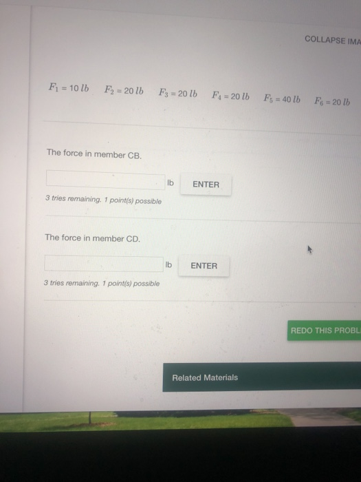Solved For the given truss, calculate: 4 30 F3 F2 30° 6 G. | Chegg.com