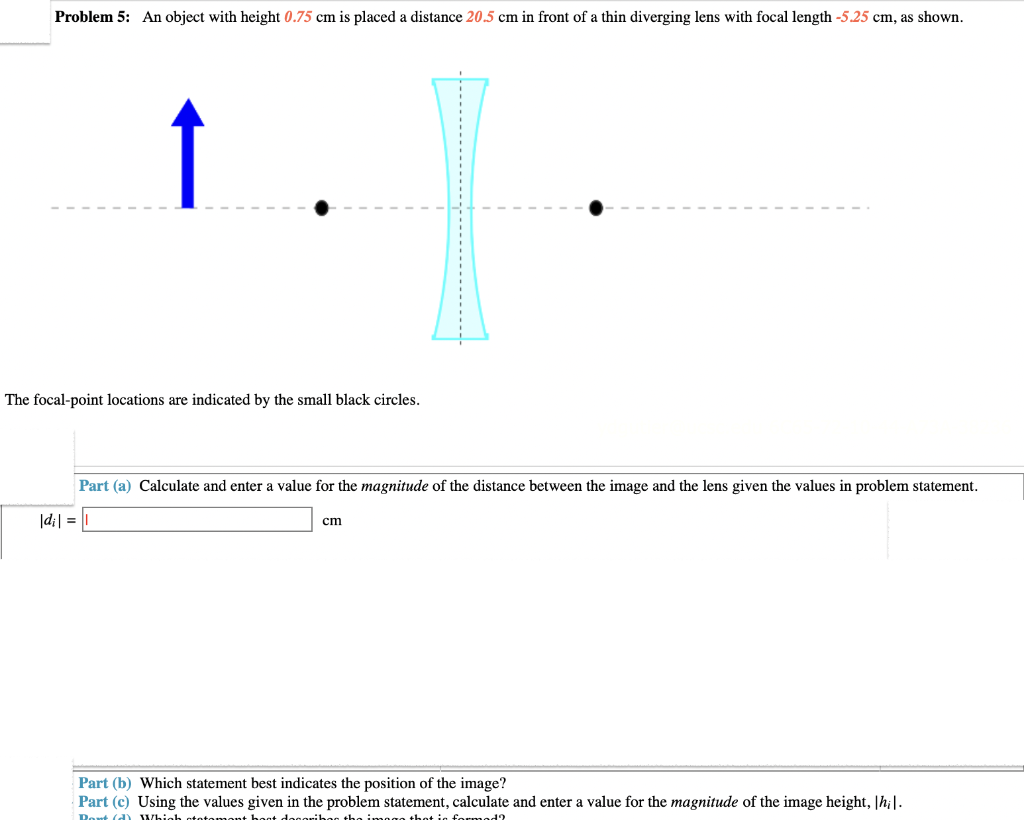 Solved Problem 5: An object with height 0.75 cm is placed a | Chegg.com