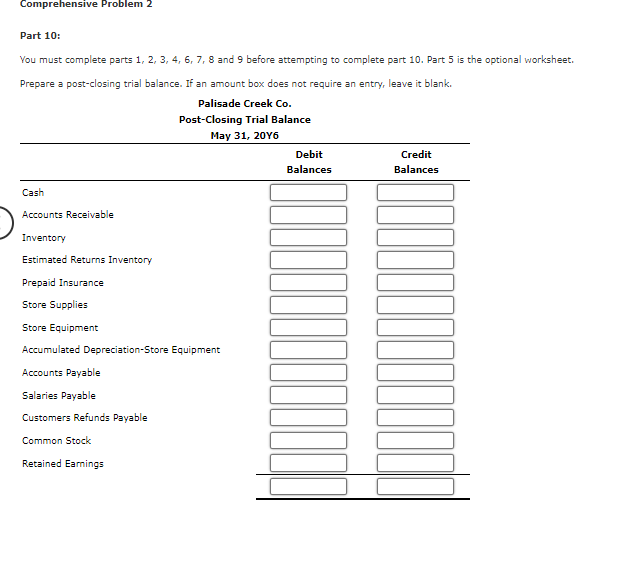 Solved Palisade Creek Co. Unadjusted Trial Balance May 31, | Chegg.com