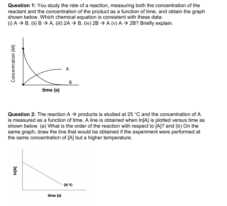 Solved Question 1: You study the rate of a reaction, | Chegg.com