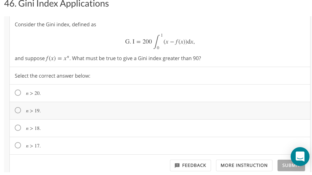 Solved 46. Gini Index Applications Consider the Gini index, | Chegg.com