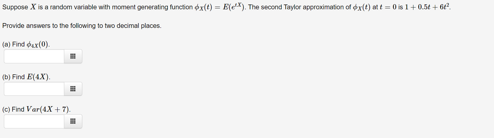 Solved Suppose X is a random variable with moment generating | Chegg.com