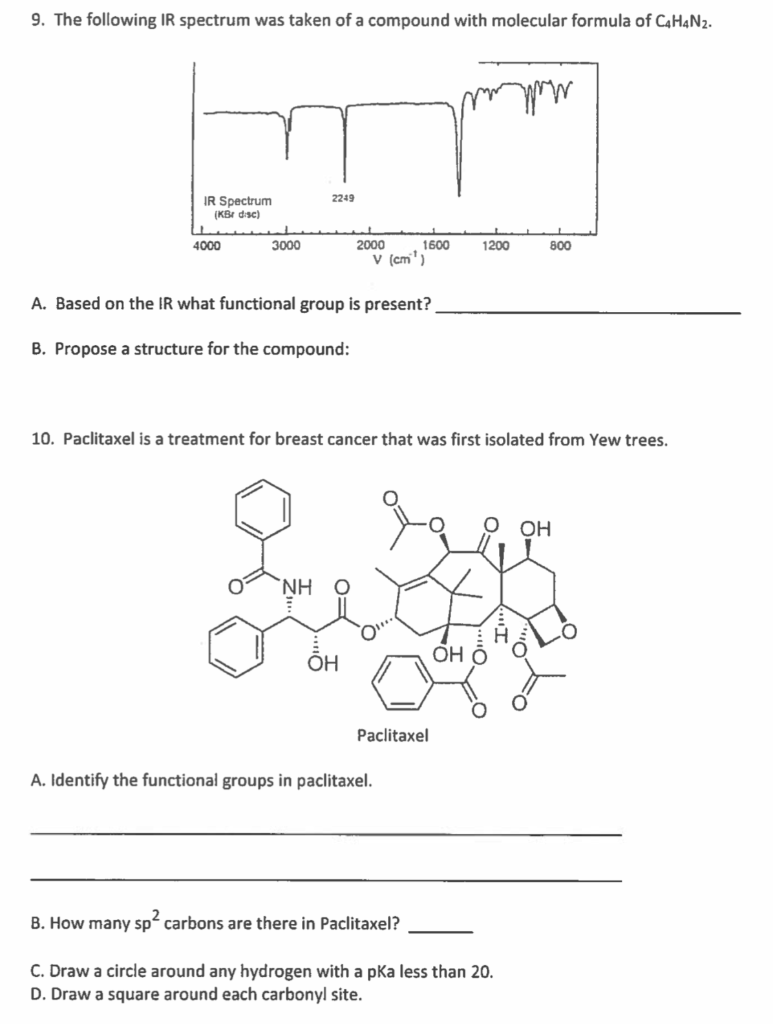 Solved 9. The following IR spectrum was taken of a compound | Chegg.com