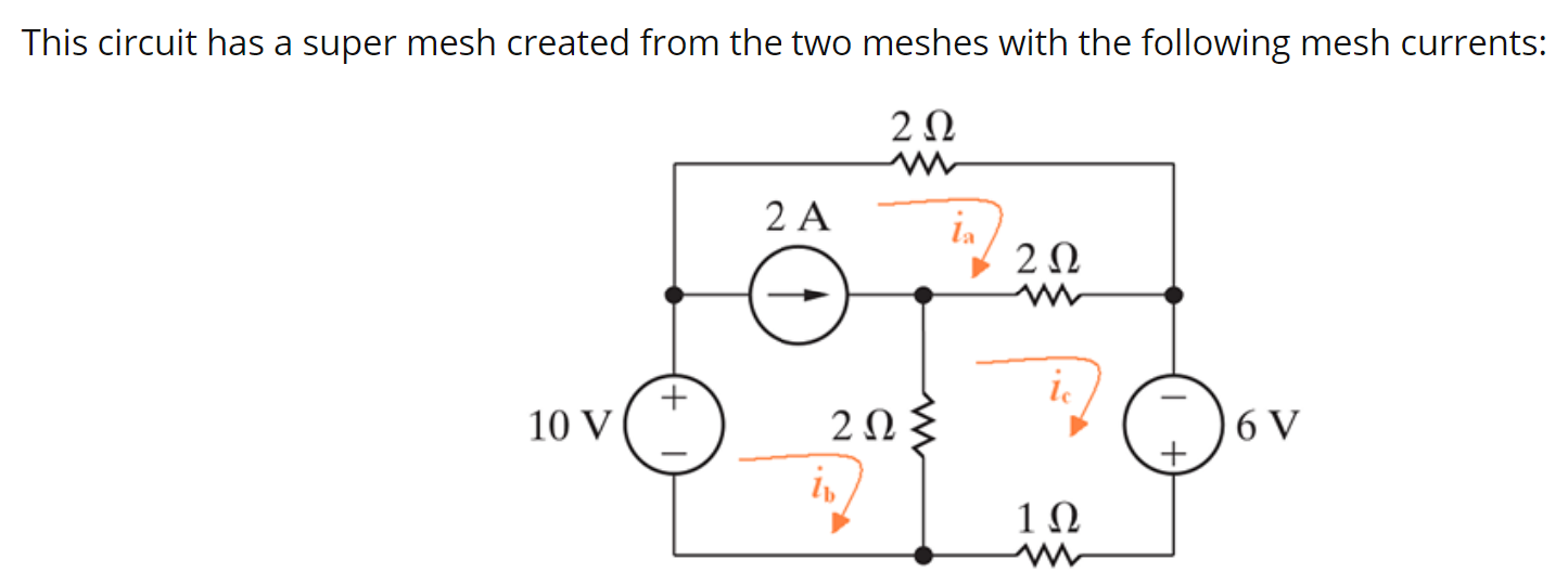 Solved This circuit has a super mesh created from the two | Chegg.com