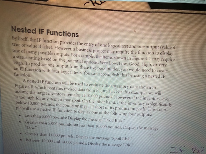 Solved Nested IF Functions By itself the IF function | Chegg.com