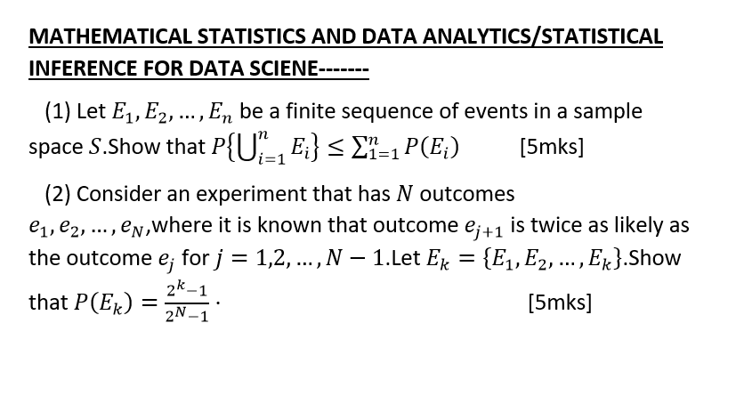 Solved MATHEMATICAL STATISTICS AND DATA | Chegg.com
