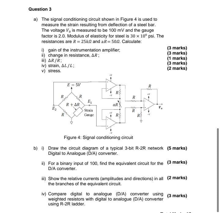 Solved Question 3 a) The signal conditioning circuit shown | Chegg.com