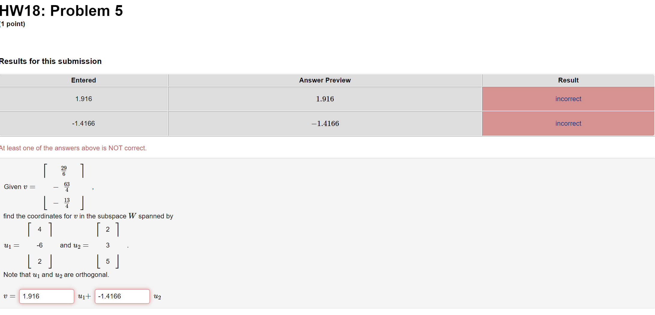 Solved HW18: Problem 5 1 point) Results for this submission | Chegg.com