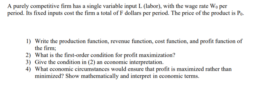 Solved A purely competitive firm has a single variable input | Chegg.com