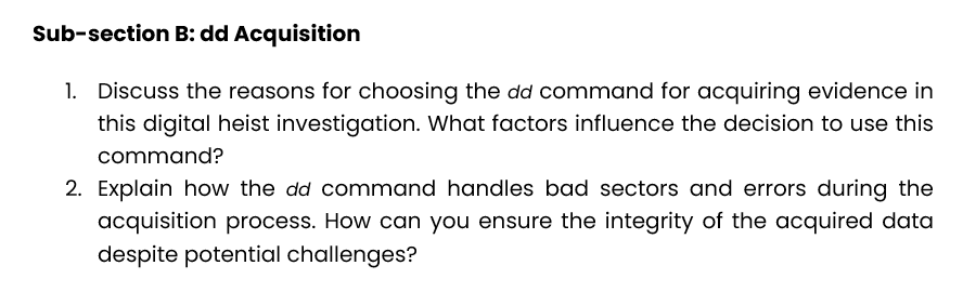 Solved Sub-section B: dd Acquisition 1. Discuss the reasons | Chegg.com