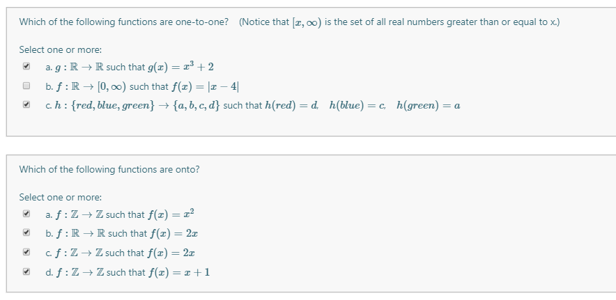 Solved Which of the following functions are one-to-one? | Chegg.com